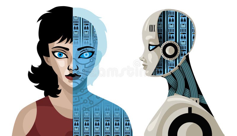 Half Human Halfrobot Stock Illustrations – 2 Half Human Halfrobot Stock ...
