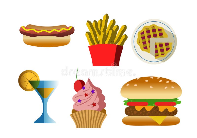 Junk food icons collection stock vector. Illustration of drawing ...