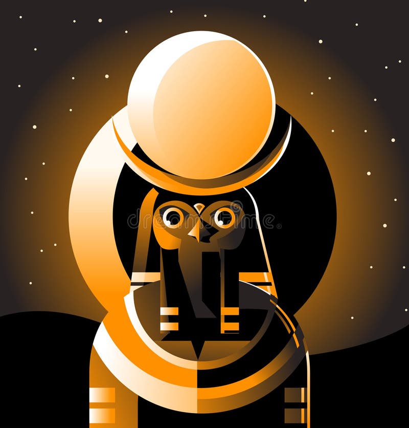 Egyptian God of the Moon with Crescent and Mystical Aura Stock ...