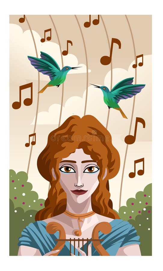 Euterpe Muse Goddess of Music Inspiration Stock Vector - Illustration ...