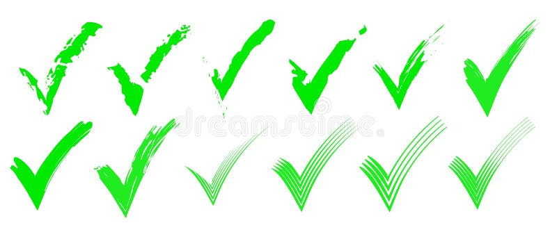 Green Check Mark, Red Cross Mark Icon Set. Set of Check Mark and Cross ...
