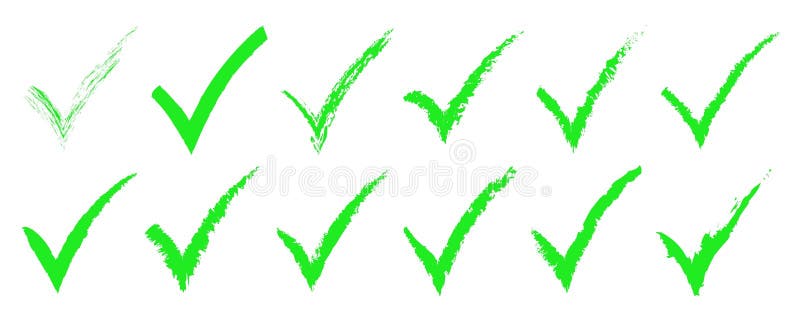 Green Check Mark Icon Set, Click and Right. Tick Symbol in Green Color ...