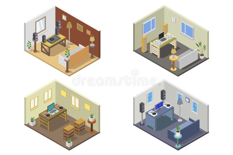 Isometric DJ Room in Vector Stock Vector - Illustration of sound ...
