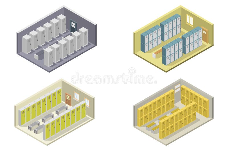 Locker Room Isometric Illustration Stock Vector - Illustration of view ...