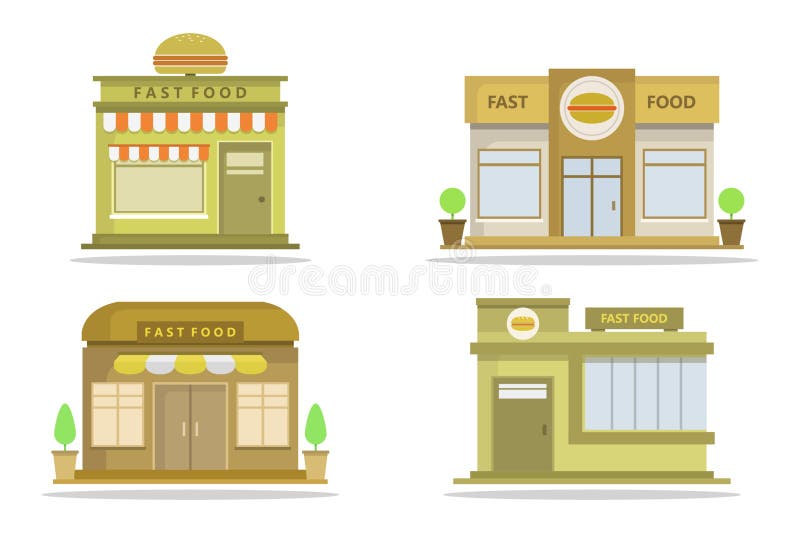 Fast Food Building Illustrated Stock Vector - Illustration of cartoon ...
