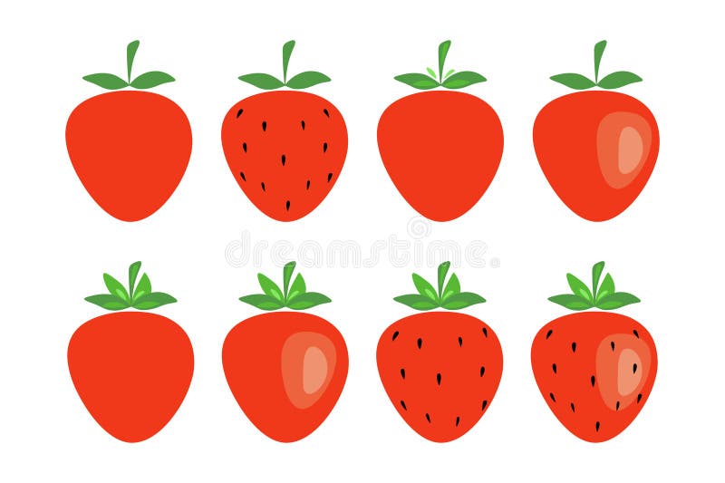 Strawberry, Variation, Isolated on White, Color Vector Illustration in ...