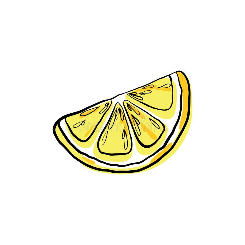 Lemon Slice, Citrus Fruit, Color Illustration, Isolated on White ...
