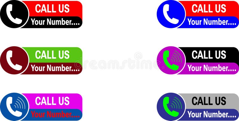Call Us Now Labels Vector Set with Phone Icons for Marketing, Hotline ...