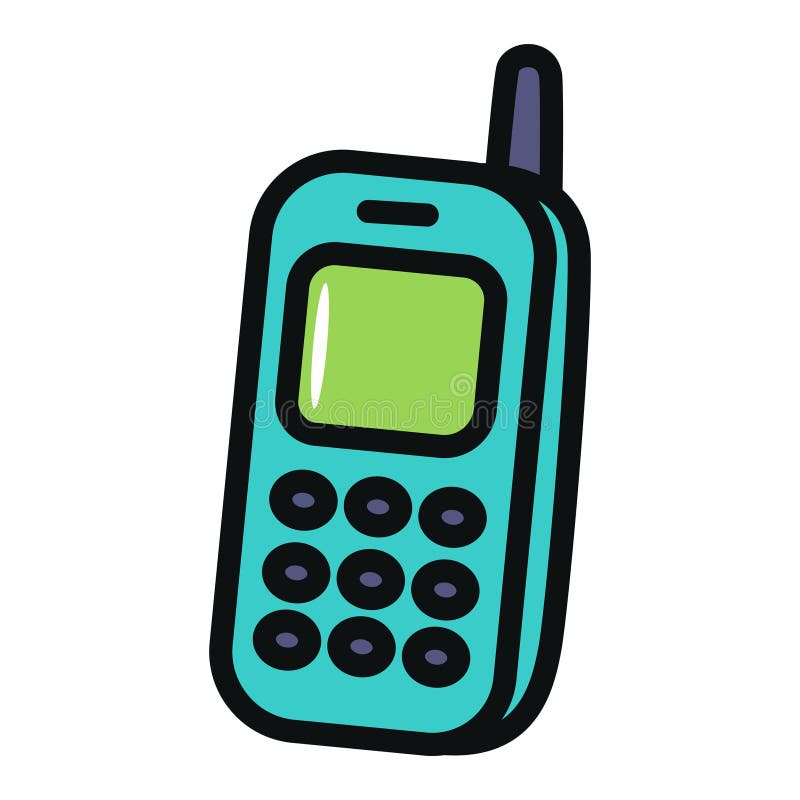 Old Cell Phone Cartoon Icon Stock Vector - Illustration of diagram ...