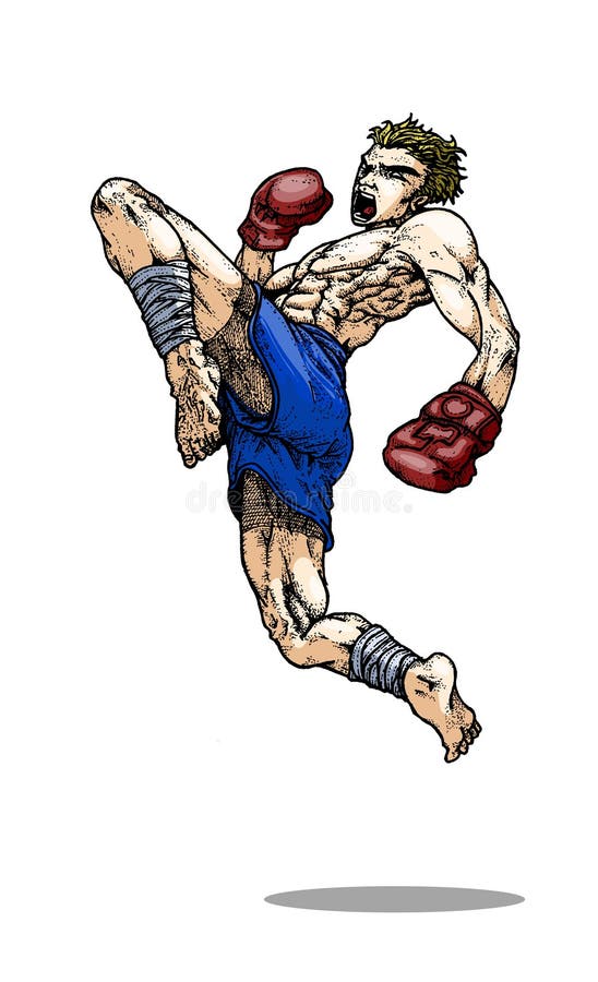 Vector Image of a Kick Boxing Athlete Stock Vector - Illustration of ...