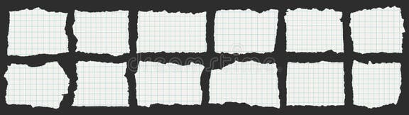 Torn Graph Grid Paper Pieces Set. Ripped Squared Checkered Notebook ...