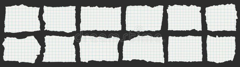 Torn Graph Grid Paper Pieces Set. Ripped Squared Checkered Notebook ...