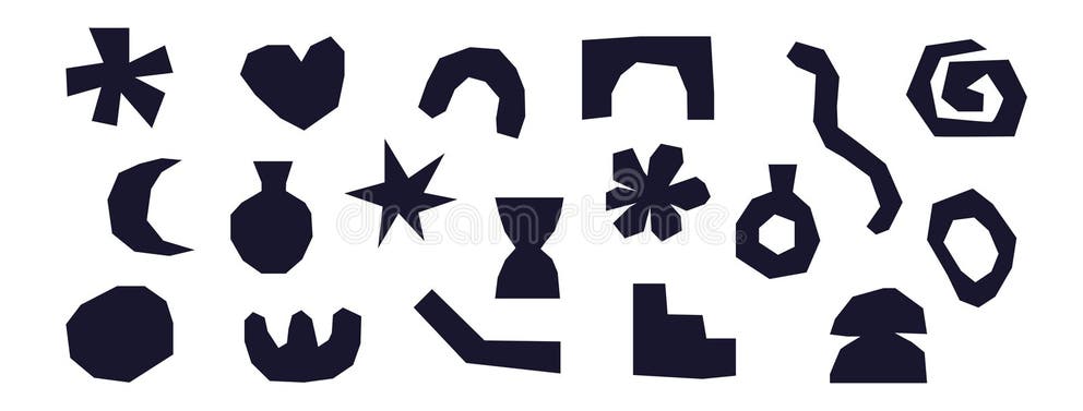 Set of Abstract Irregular Hand Draw Cut Out Elements, Paper Cut Organic ...