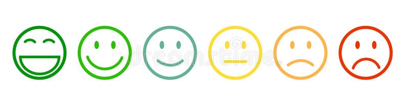 A Row of Smiley Faces Ranging in Emotion, Indicating Different Levels ...