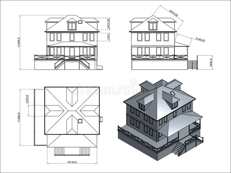 Orthographic Projection Drawings of a Pierce Cottage Detail Its ...