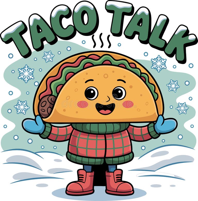 Taco Talk Winter T Shirt Design Funny Food Character Stock ...