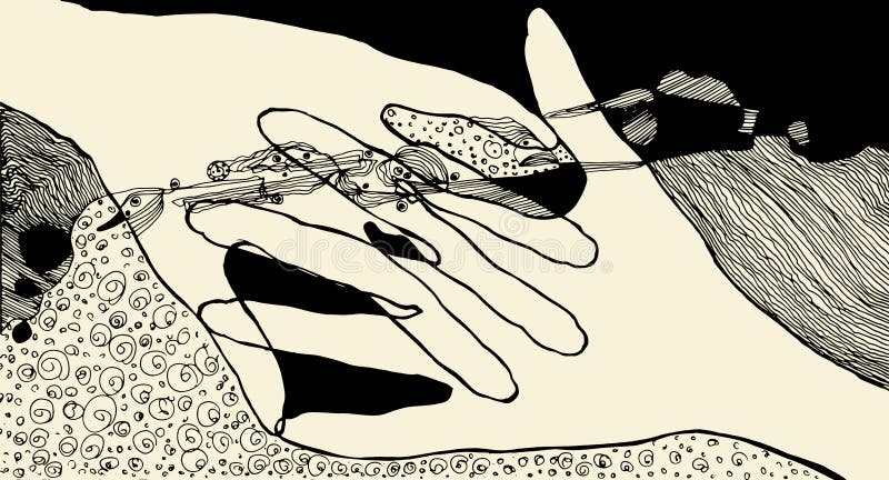 Abstract Black and White Illustration with Hands. Hand-draw Stock ...