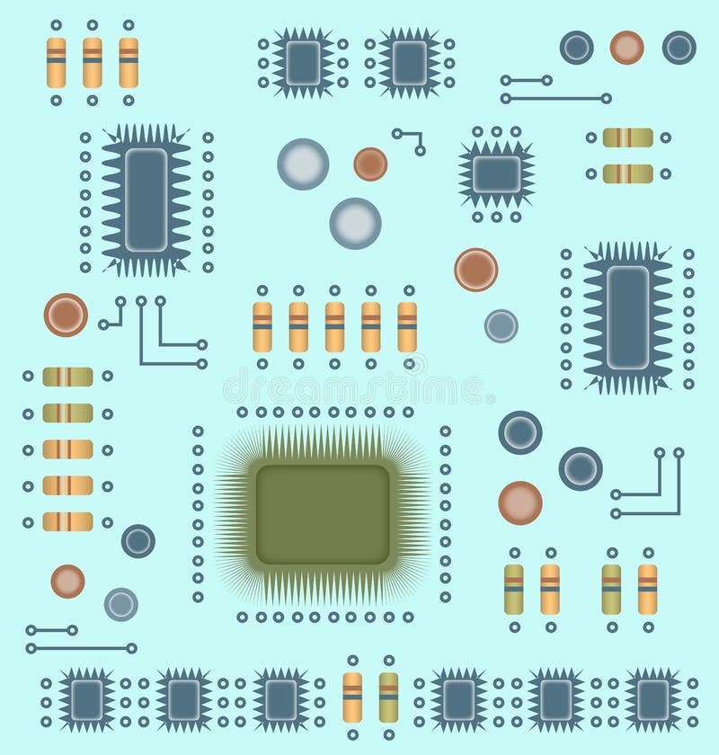 Abstract Electronic Circuit Board. Microprocessor, Microcircuits and ...