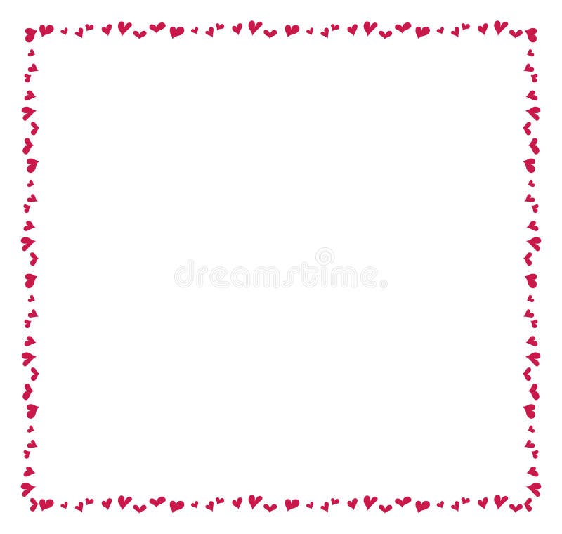 Abstract Hand Drawn Love Hearts Square Frame Border Stock Vector ...
