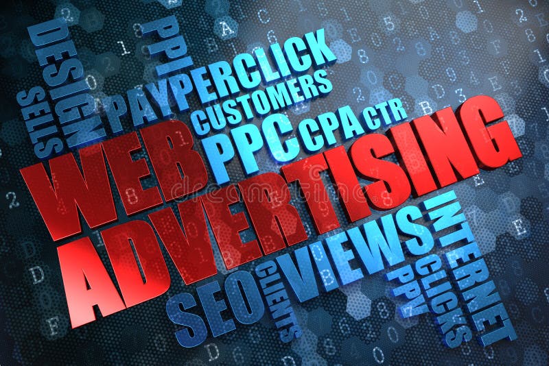 Online Advertising Word Cloud Concept on a Blackboard Stock ...