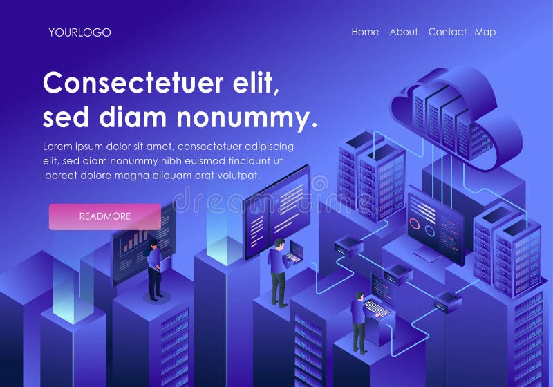 Web Analysis Programming System with Cloud Server Stock Illustration ...