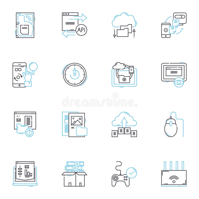 Web Analytics Linear Icons Set. Tracking, Analysis, Metrics, Conversion ...