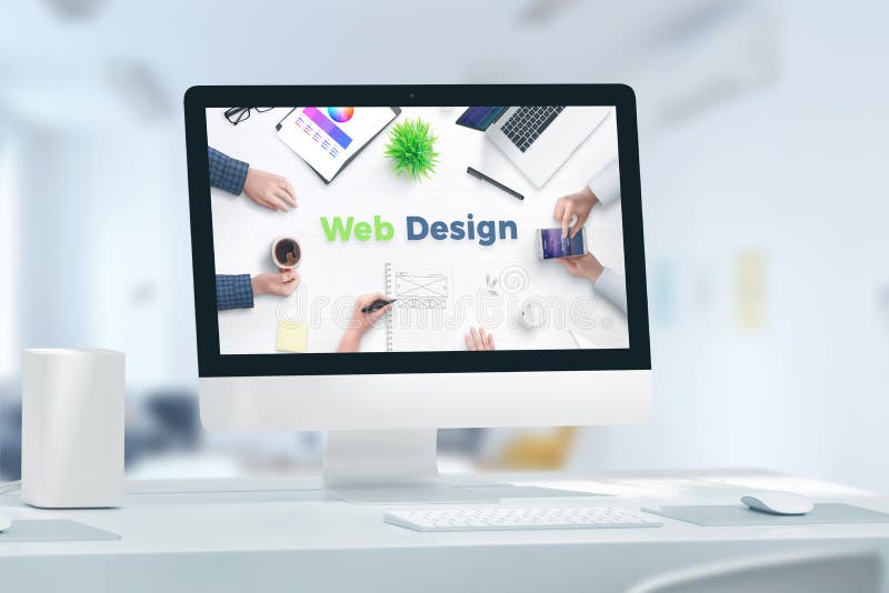 Web, App Design Studio Concept with Computer Display and Web Design Text Stock Image - Image of ...