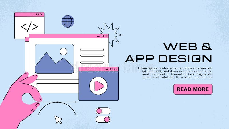 Web and App Design Vector Poster Stock Illustration - Illustration of ...