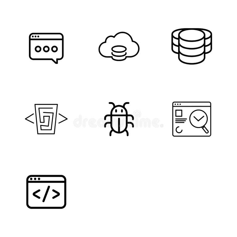 Web and App Development Icons Set. Editable Vector Icon Stock Vector - Illustration of server ...