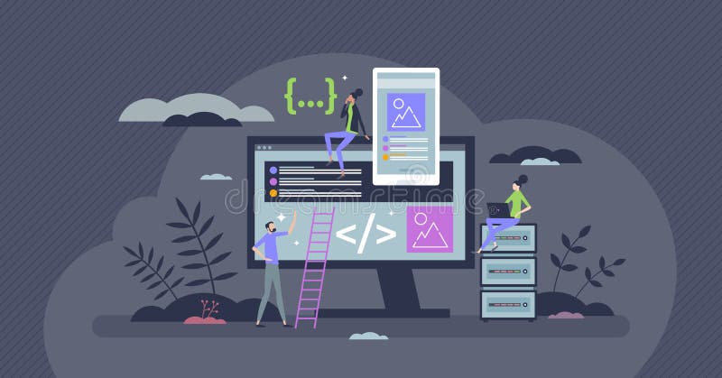 Web App Development and Phone Application Programming Tiny Person Concept Stock Vector ...