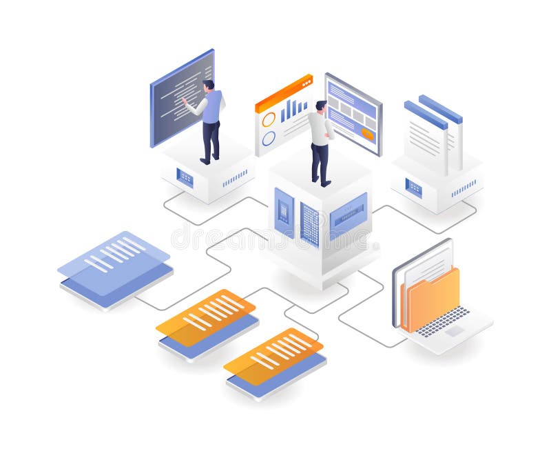 Web Application Developer and Data Analysis Stock Vector - Illustration ...