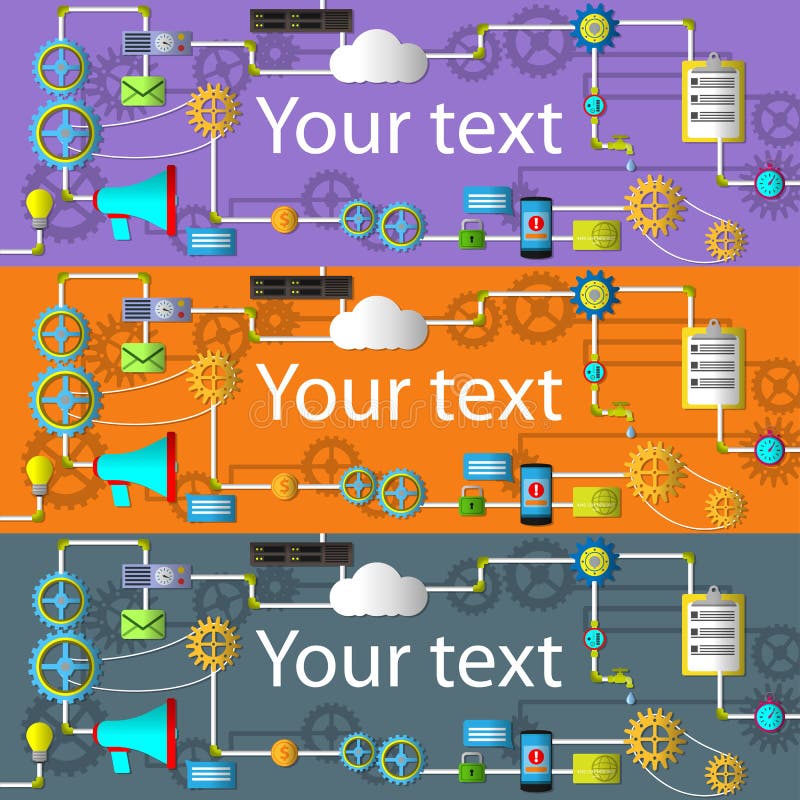 Web and Application Development Banner with Icons Stock Vector ...