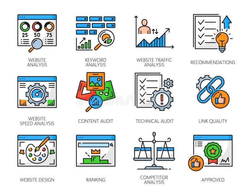 Web Audit Icons, Website Analysis, Content Ranking Stock Vector ... Web Audit Icons, Website Analysis, Content Ranking Stock Vector ...