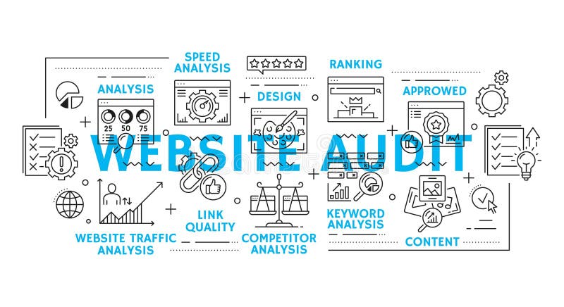 Web Audit Line Icons, Website Analytics, Analysis Stock Vector ...