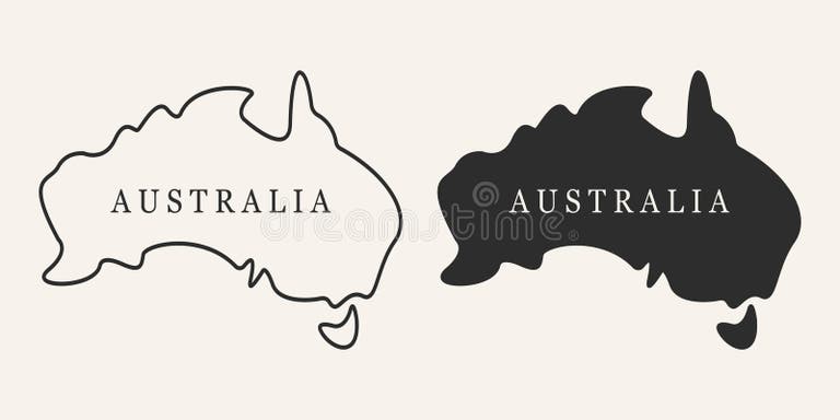Australia Line Map Vector Illustration Stock Vector - Illustration of ...