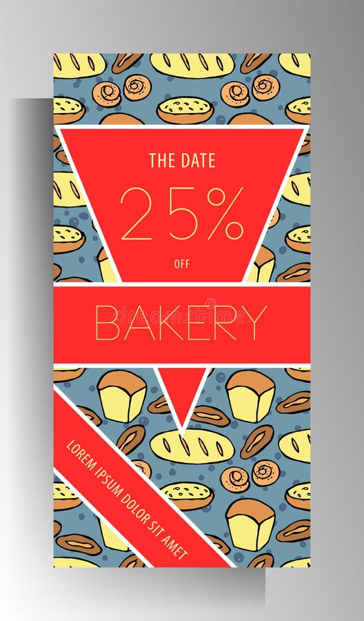 Bakery Shop Banner Template Design. Hand Drawn Stock Illustration ...