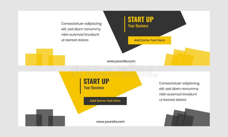 Web Banner Abstract Yellow and Black Colors Vector Design Stock Vector ...