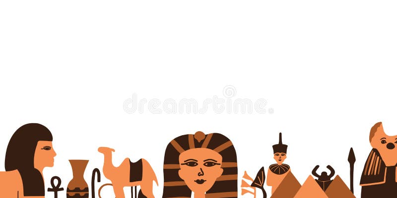 Web Banner with Ancient Egypt Ancient Sculptures and Hieroglyphs Stock ...