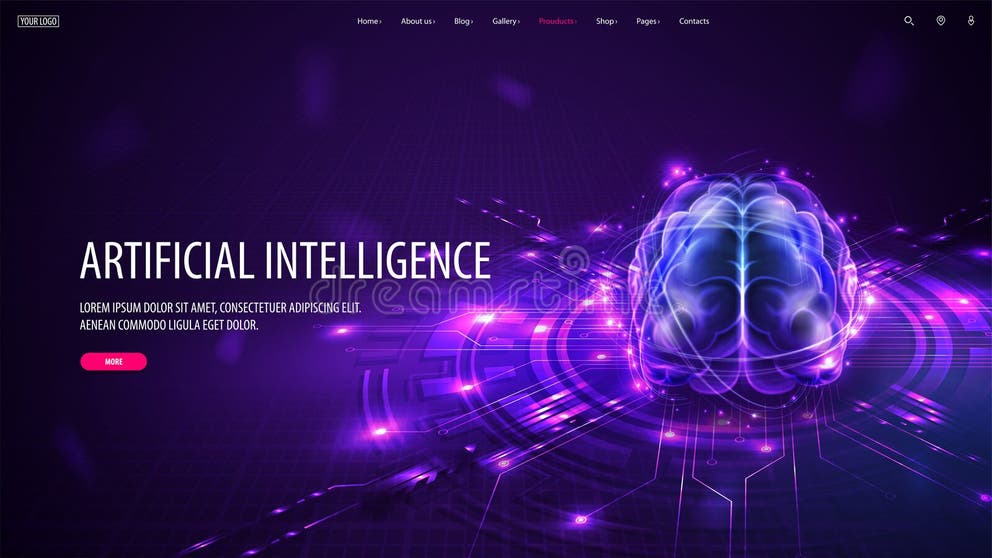 Web Banner with Artificial Intelligence Computer Database Concept in ...