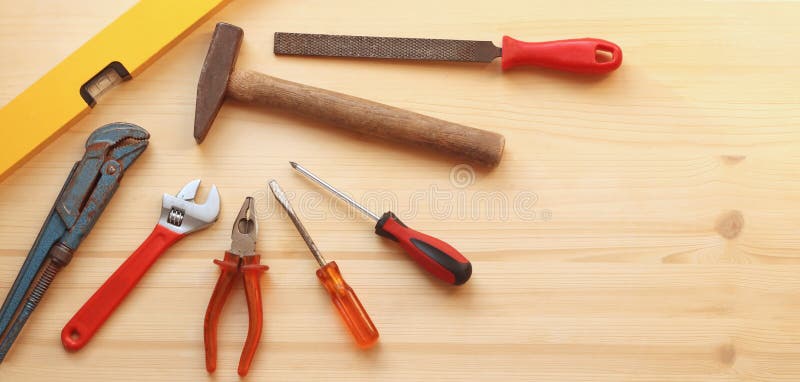 Web Banner with Basic Tools for DIY Stock Image - Image of level, table ...
