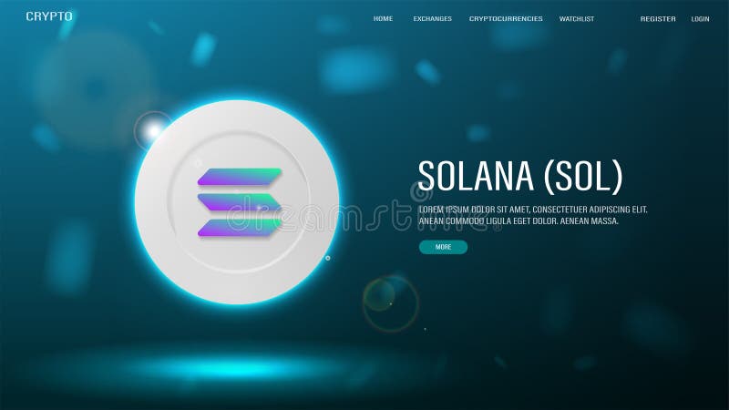 A Web Banner with a Bright Neon Solana (SOL) Logo on a Blue Background ...