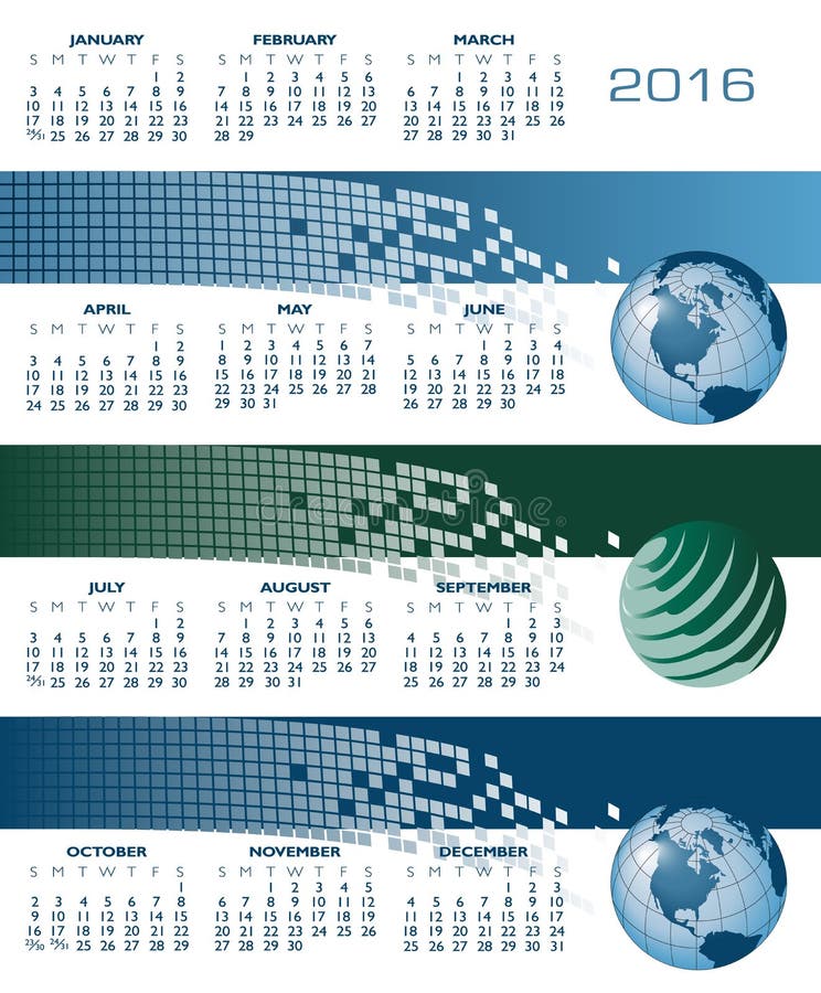 A 2016 Web Banner Calendar stock vector. Illustration of background ...