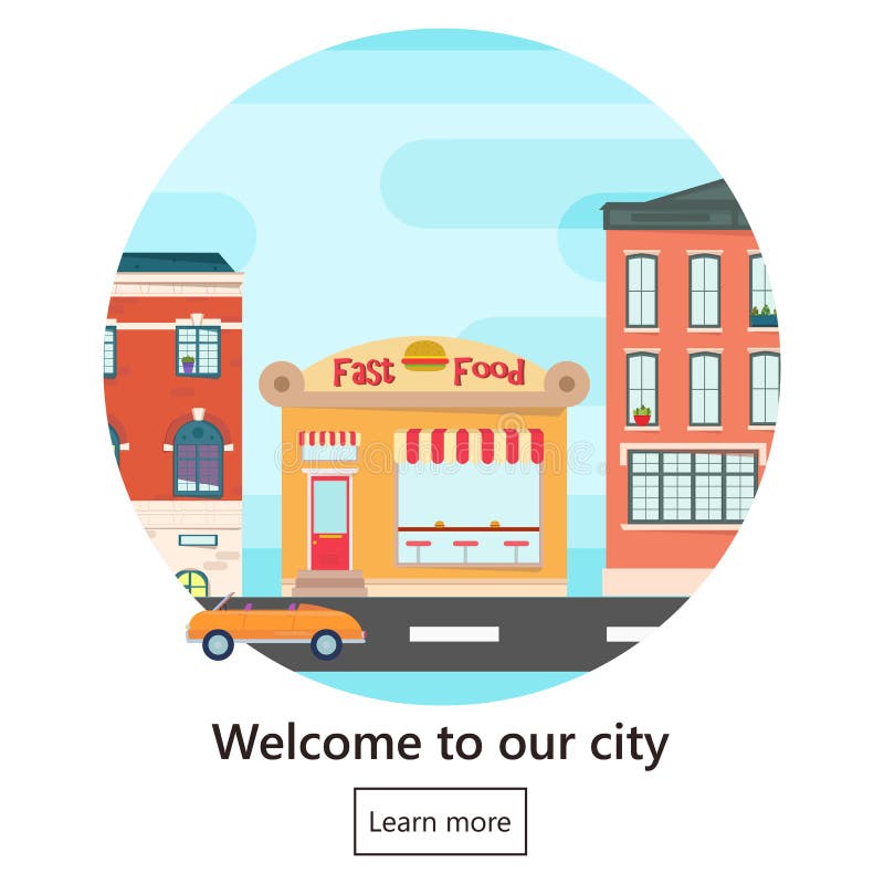 Web Banner with City Landscape. City Landscape. Urban Landscape in Flat ...