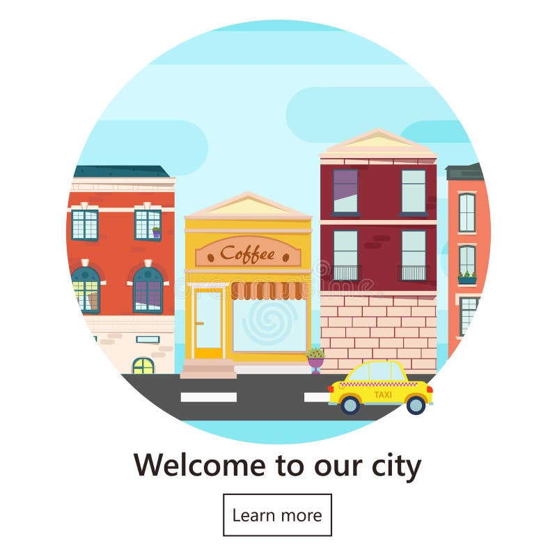 Web Banner with City Landscape. City Landscape. Urban Landscape in Flat ...