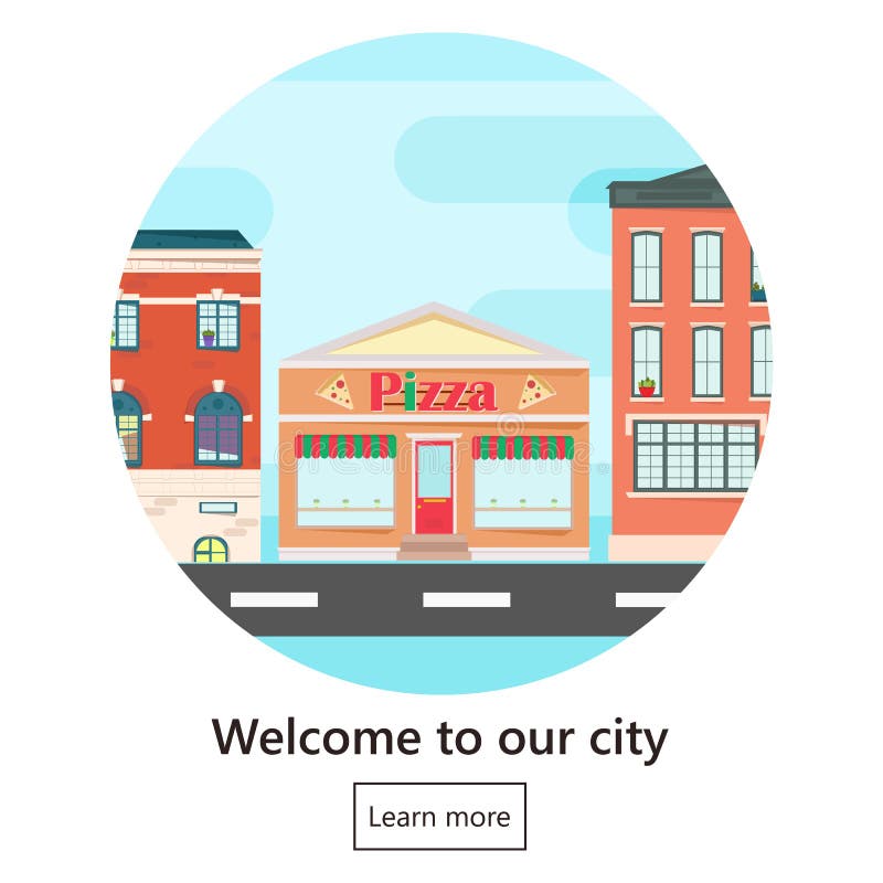 Web Banner with City Landscape. City Landscape. Urban Landscape in Flat ...