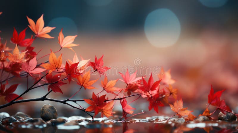 Design for Fall Season and End of Year with Red and Yellow Maple Leaves ...