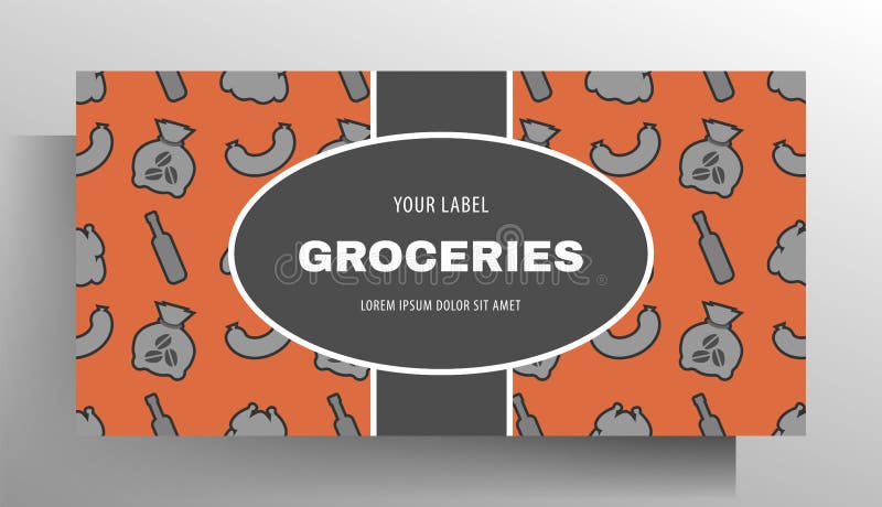 Banner Design Template for Grocery Store. Food Pattern Stock ...