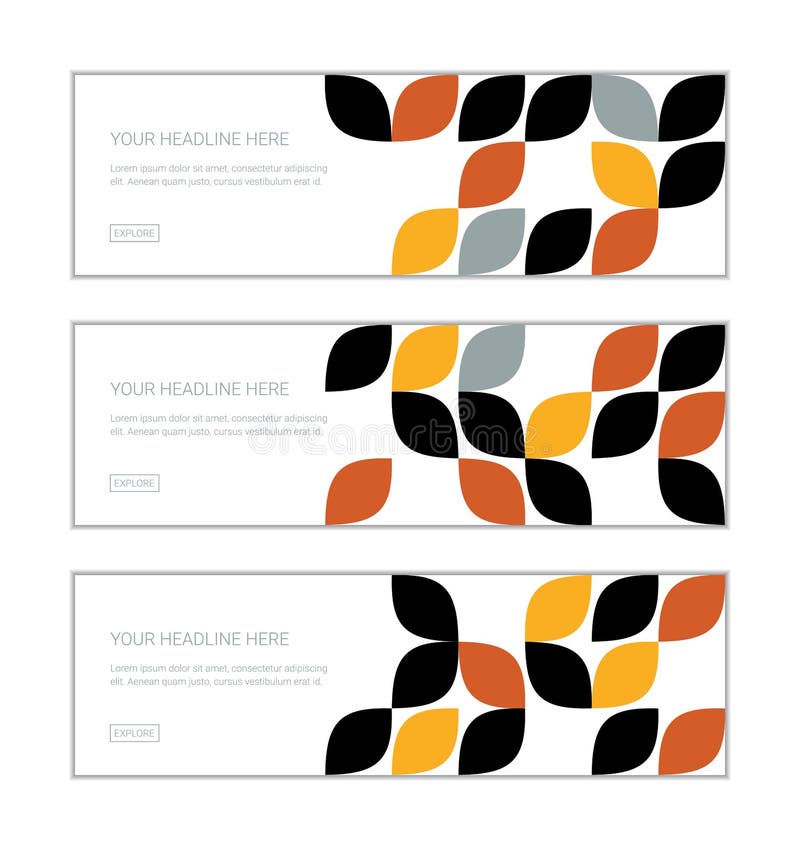 Web Banner Design Template Set Consisting of Abstract Background ...