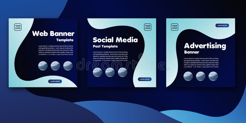 Web Banner Design Template Vector in Dark and Light Blue Color Stock ...