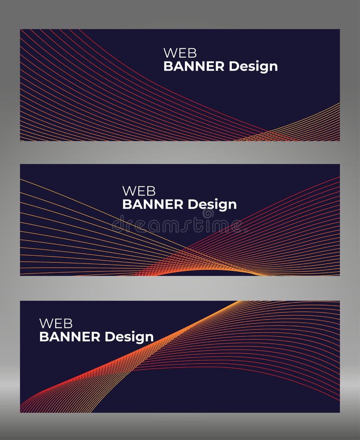 Web Banner Design. Vector Abstract Banner with Colored Dynamic Waves ...